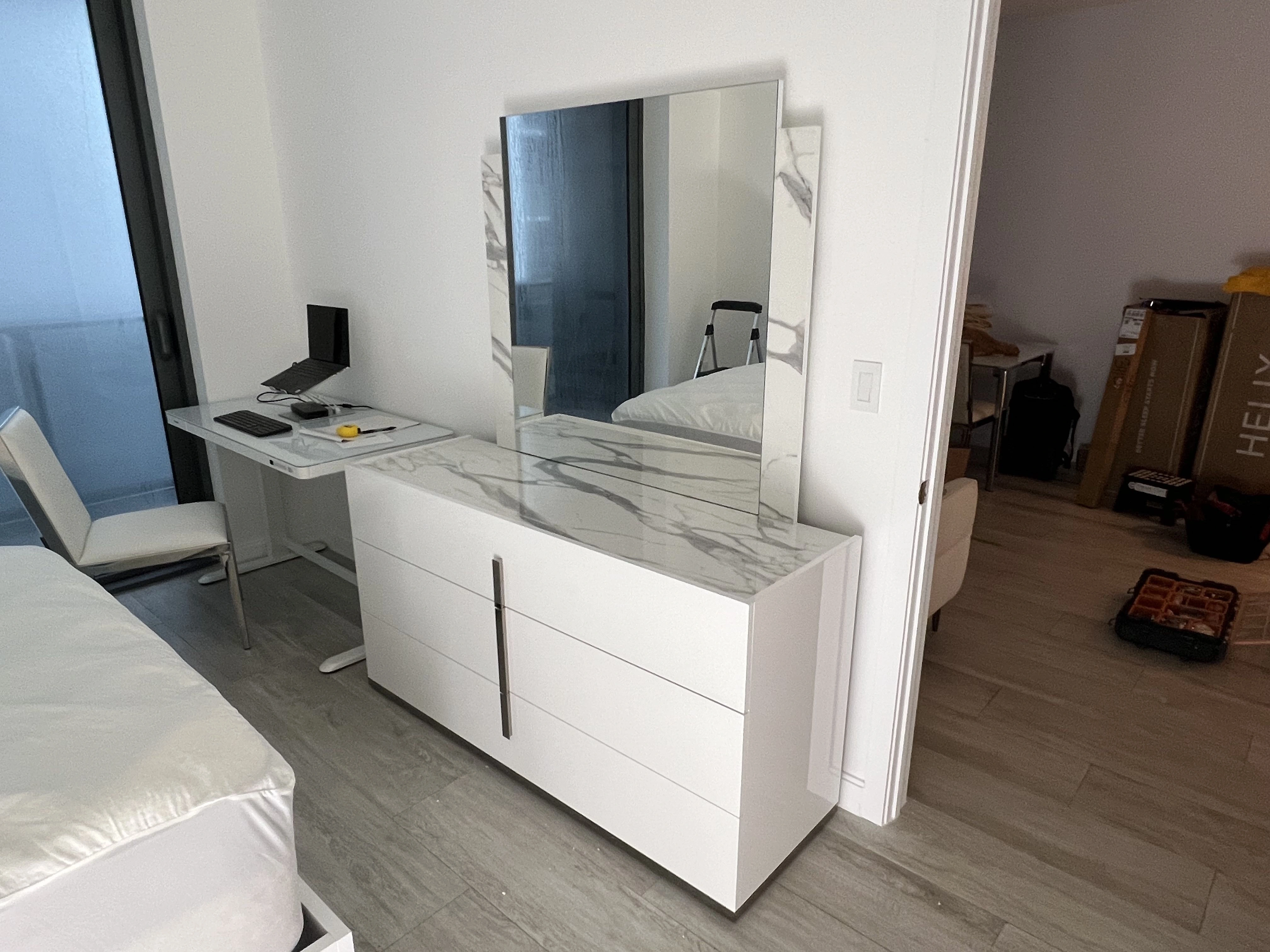 Status, Italy Carrara ESF MDF/Marble Dresser w/6 Drawers